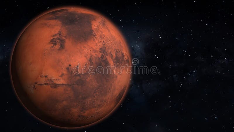 Spinning Planet Mars Isolate on Dark. Front View of Mars Planet from ...