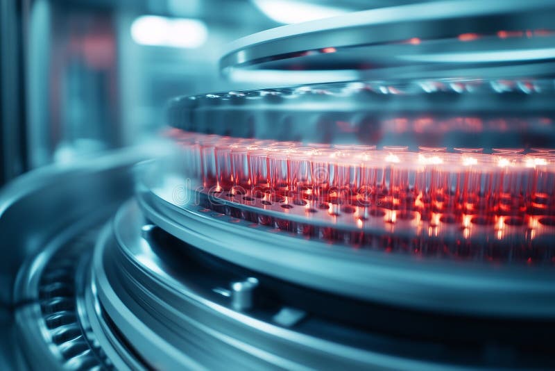 Spinning Rack Holds Numerous Test Tubes during Laboratory Analysis at ...
