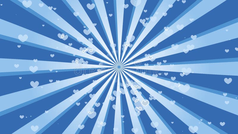 Spinning Radiate Blue Lines with Floating Hearts Appear from the Center ...