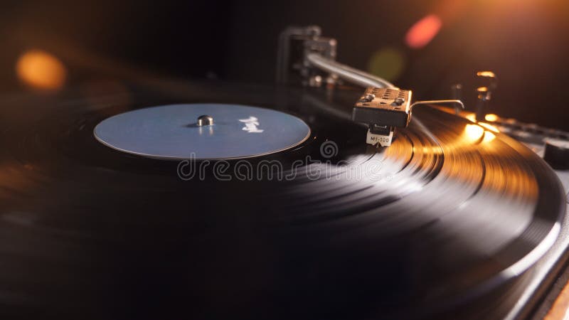 Spinning Record Classic Retro Vinyl Record Player in Closeup. Stock ...