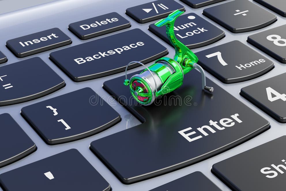 Spinning Reel on Laptop Keyboard. 3D Stock Illustration - Illustration ...