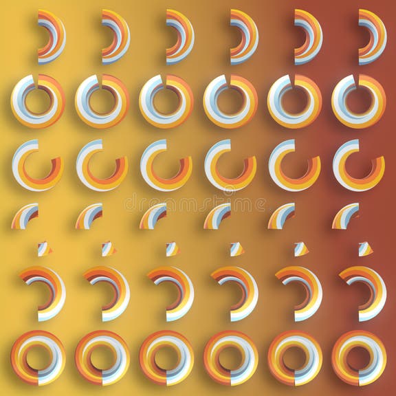 Spinning Rings with Multicolored Texture. Design Element. 3d Rendering ...