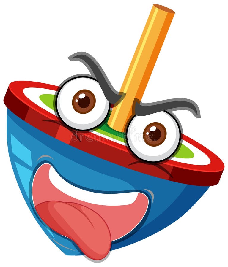 Spinning Top Cartoon Character with Facial Expression Stock Vector ...