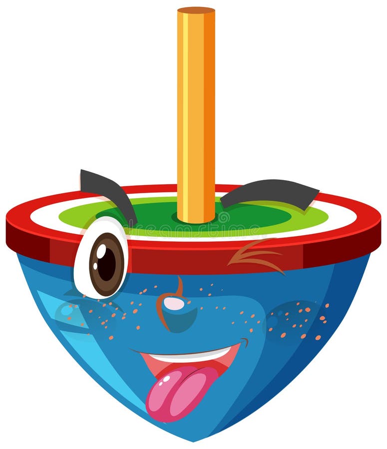 Spinning Top Cartoon Character with Facial Expression Stock Vector ...