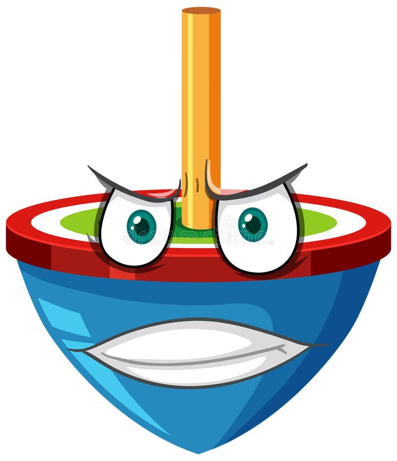 Spinning Top Cartoon Character with Facial Expression Stock Vector ...