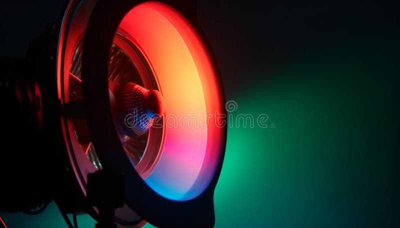 Spinning Turntable Illuminates Modern Nightclub with Multi Colored ...
