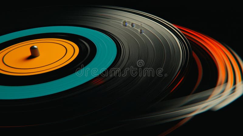 Spinning Vinyl Record on Turntable with Vibrant Colors and Motion Blur ...