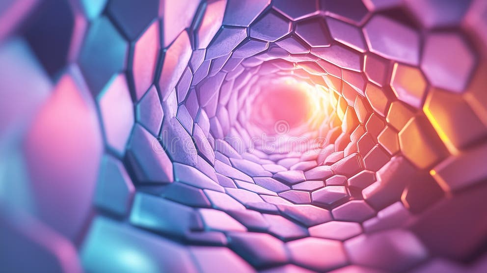 Spinning Vortex of Floating Hexagons with Vibrant Colors Creating a ...