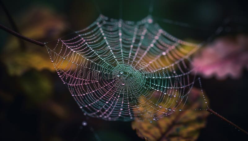 Spinning Web Traps Dew Drop, Showcasing Spider Beauty in Nature ...