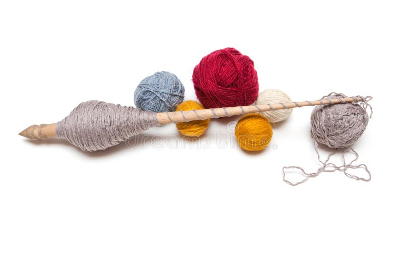 Spinning Wheel with a Ball of Wool Stock Image - Image of closeup ...