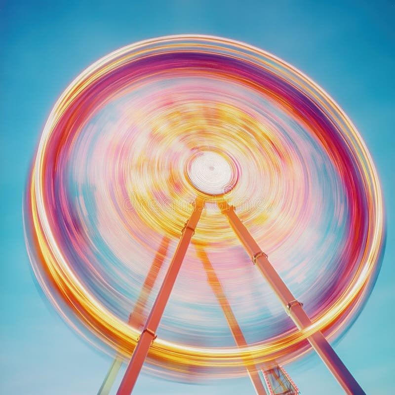 A Spinning Wheel with a Bright Yellow Center and a Blue Background ...