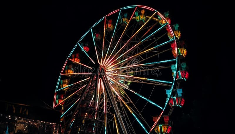Spinning Wheel of Joy, Carnival Vibrant Glow Generated by AI Stock ...