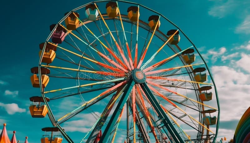 Spinning Wheel of Joy, Excitement at Night Generated by AI Stock Photo ...