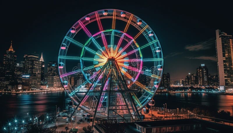 Spinning Wheel of Joy, Vibrant Colors Glowing Generated by AI Stock ...