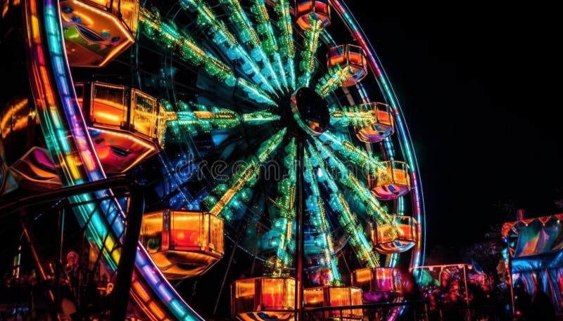 Spinning Wheel of Vibrant Colors, Glowing Excitement Generated by AI ...