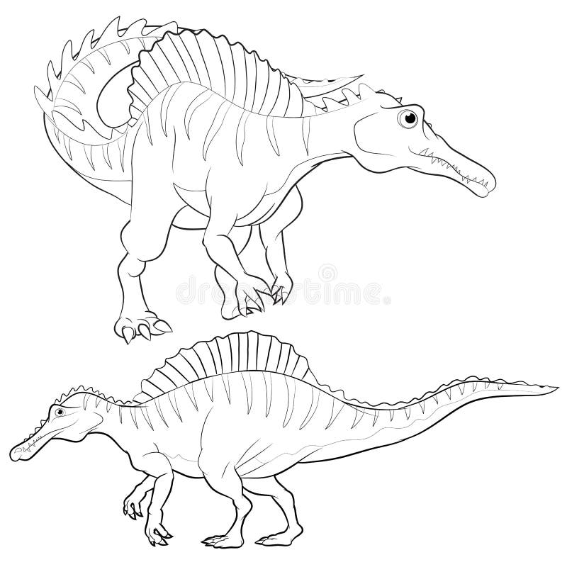 Spinosaurus lineart vector illustratie. Illustration of uitgestorven ...