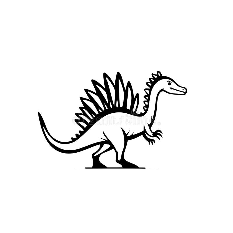 Spinosaurus. Spinosaurus Simple Black and White Line Art Vector Logo ...