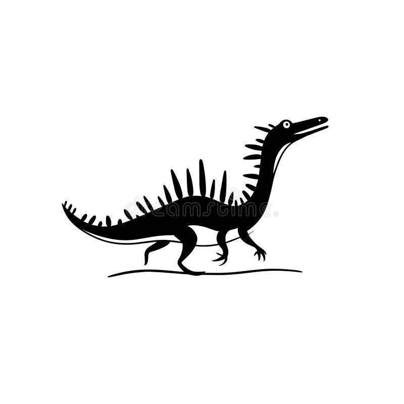 Spinosaurus. Spinosaurus Simple Black and White Line Art Vector Logo ...