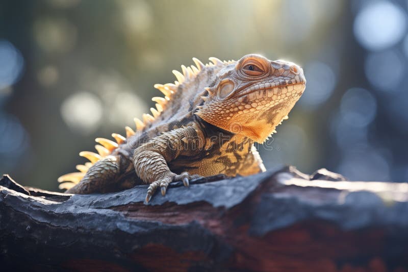 Spiny-tailed Lizard Basking on a Sunlit Bough Stock Photo - Image of ...