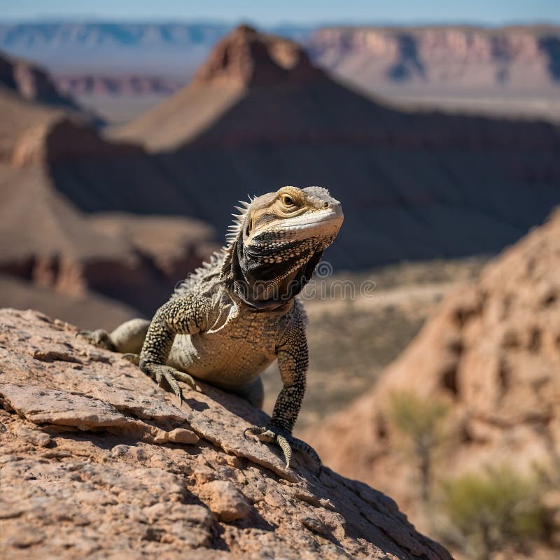 Spiny-Tailed Lizard on Cliff Edge Overlooking Desert Canyon Stock ...