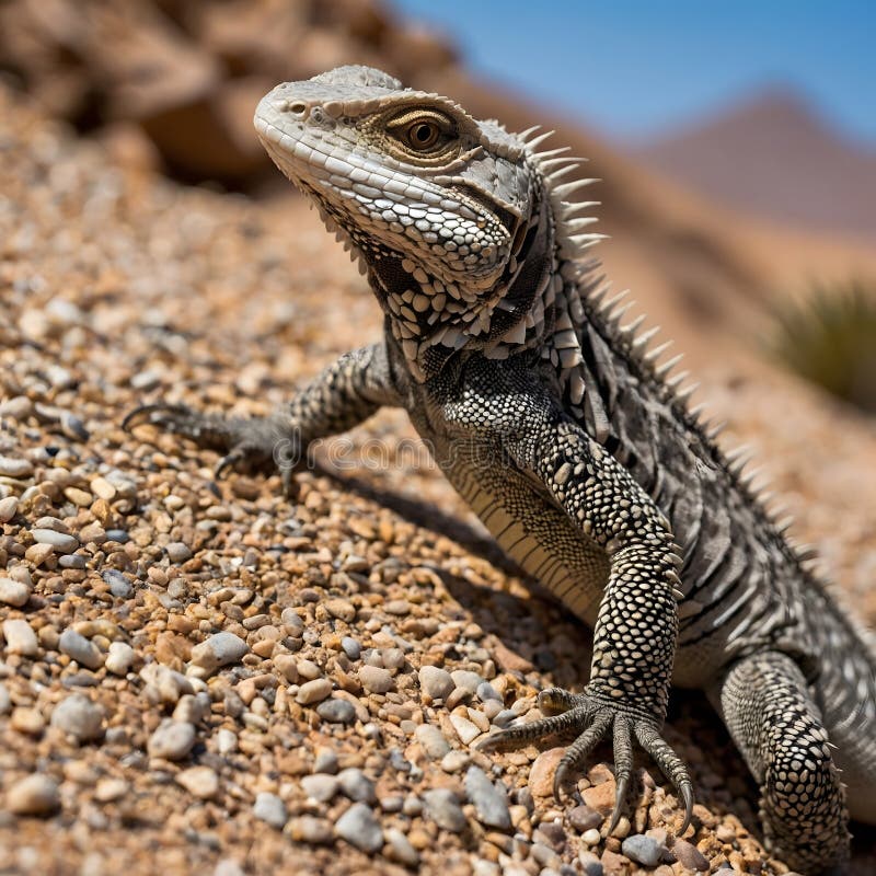 Spiny-Tailed Lizard with Textured Scales and Sharp Tail Spines Stock ...