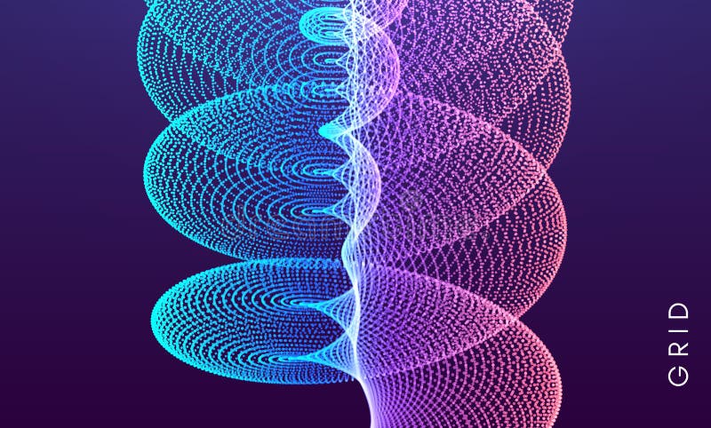 Spiral. Array With Dynamic Particles. Abstract Grid Design. 3d Vector ...