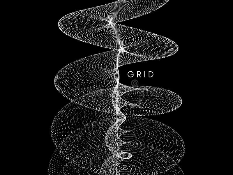 Spiral. Array with Dynamic Particles. Abstract Grid Design Stock Vector ...