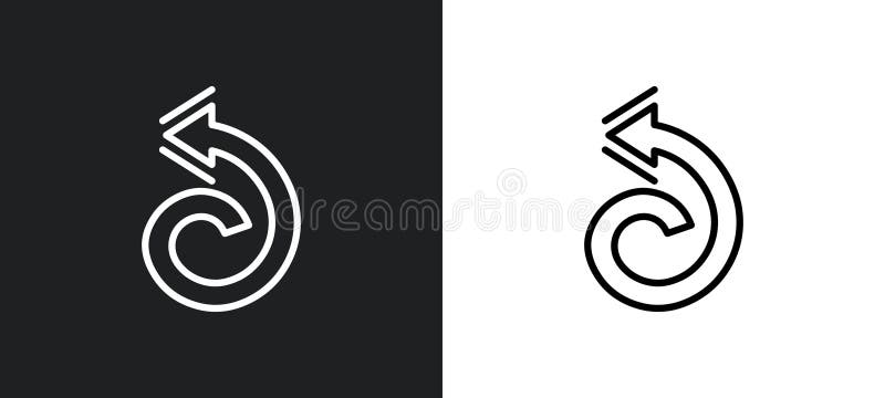 Spiral Arrow Outline Icon in White and Black Colors. Spiral Arrow Flat ...