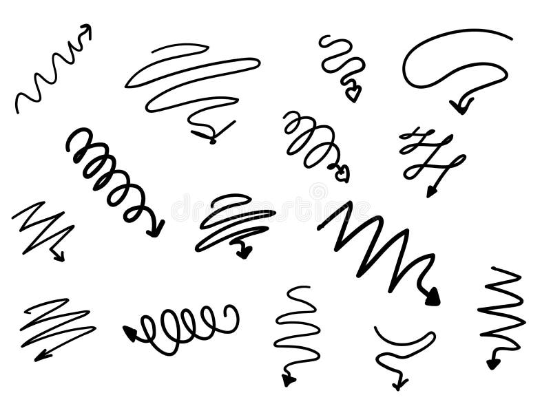 Spiral Arrow Set. Collection of Different Curved Arrows Vector Elements ...