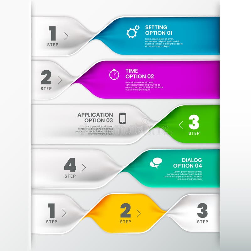 Spiral Banners. Step Process Diagram. Business Presentation Design ...