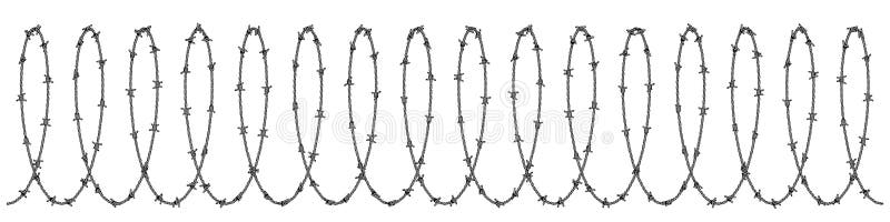 Spiral of Barbed Wire in Thin Line Style Stock Vector - Illustration of ...