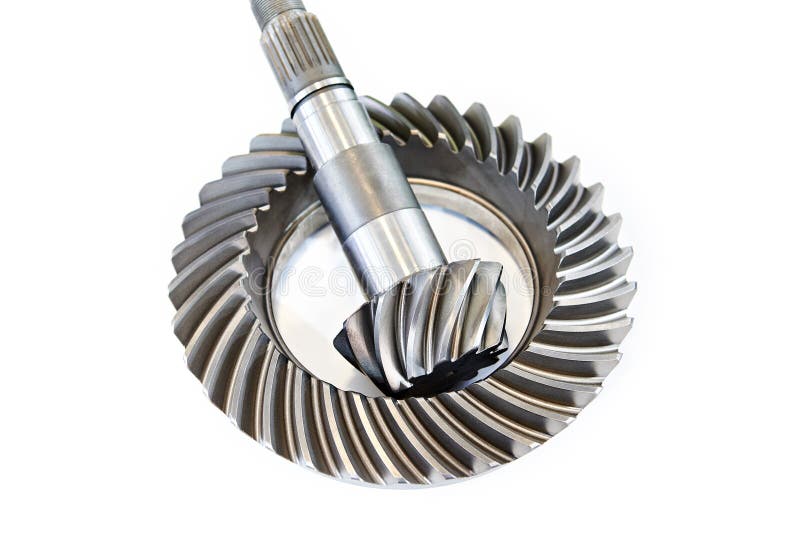 Spiral Bevel Gear Isolated on White Stock Image - Image of shiny ...