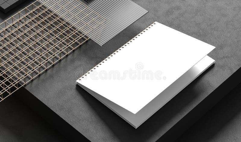 Spiral Binder Notebook Mock Up Isolated on Dark Background. 3D ...