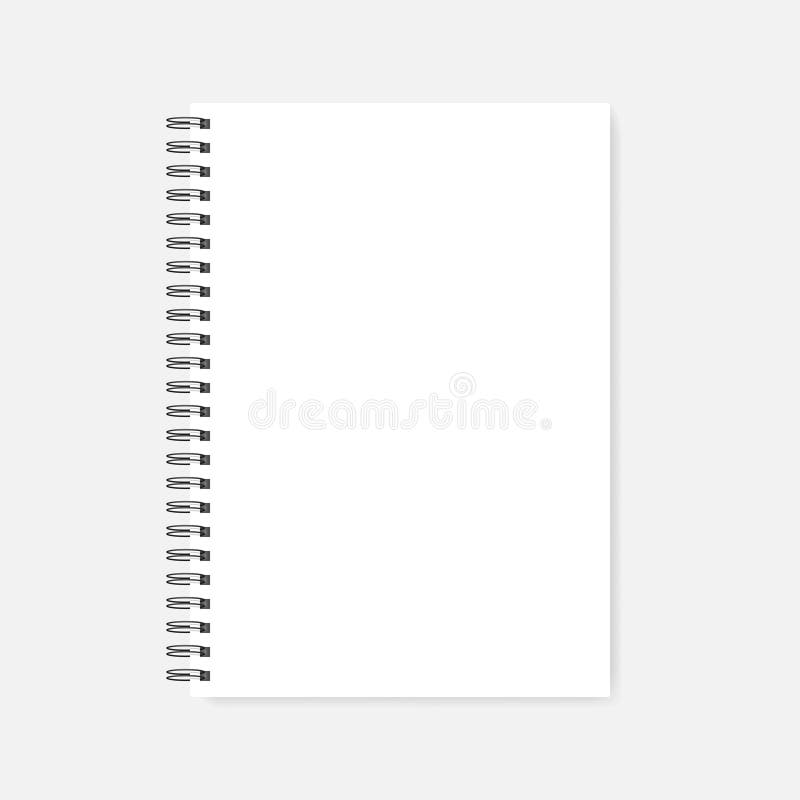 Spiral Blank Empty White A4 Notebook - Realistic Vector Mockup Stock ...