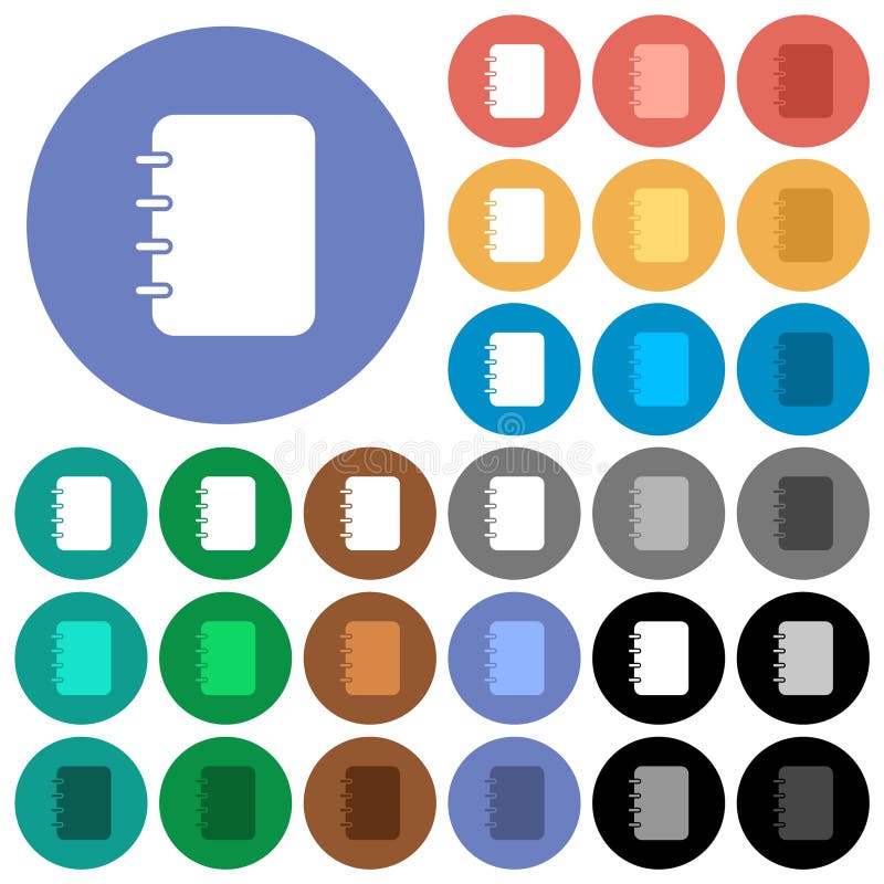 Spiral Blank Notes Solid Round Flat Multi Colored Icons Stock Vector ...