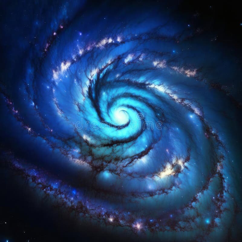 Spiral Blue Galaxy in Space. Stock Illustration - Illustration of ...