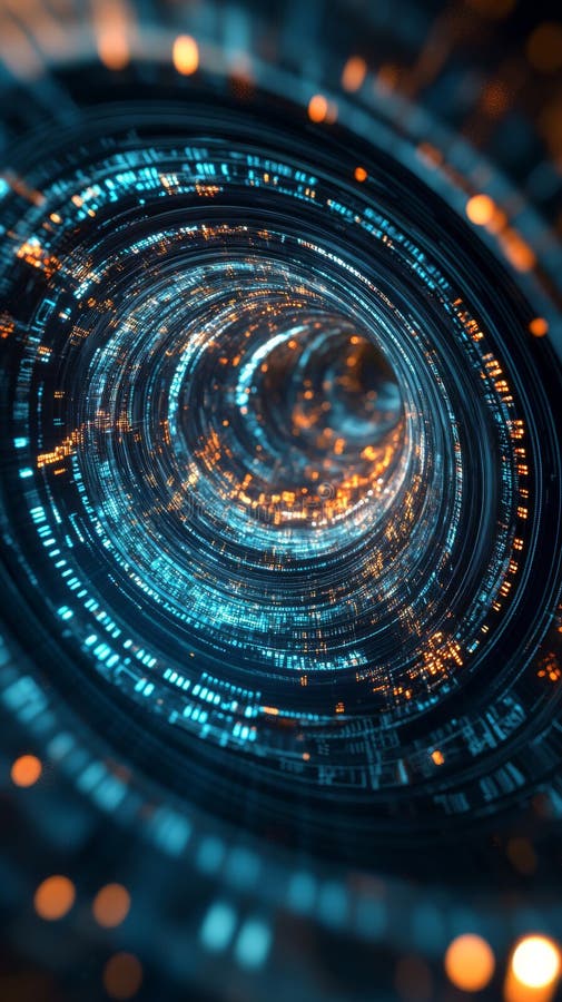 A Spiral of Blue and Orange Lights Stock Illustration - Illustration of motion, wallpaper: 353019673