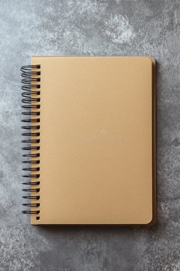 A Spiral Bound Notebook with a Blank Page Sits on a Grey Surface Stock ...