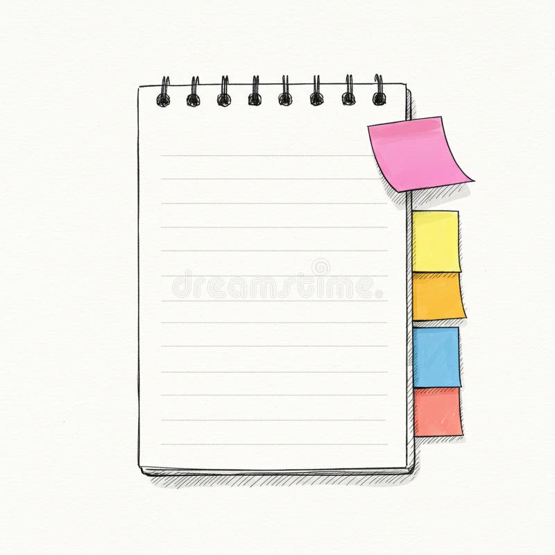A Spiral-bound Notebook Features Lined Paper and Colorful Sticky Tabs ...