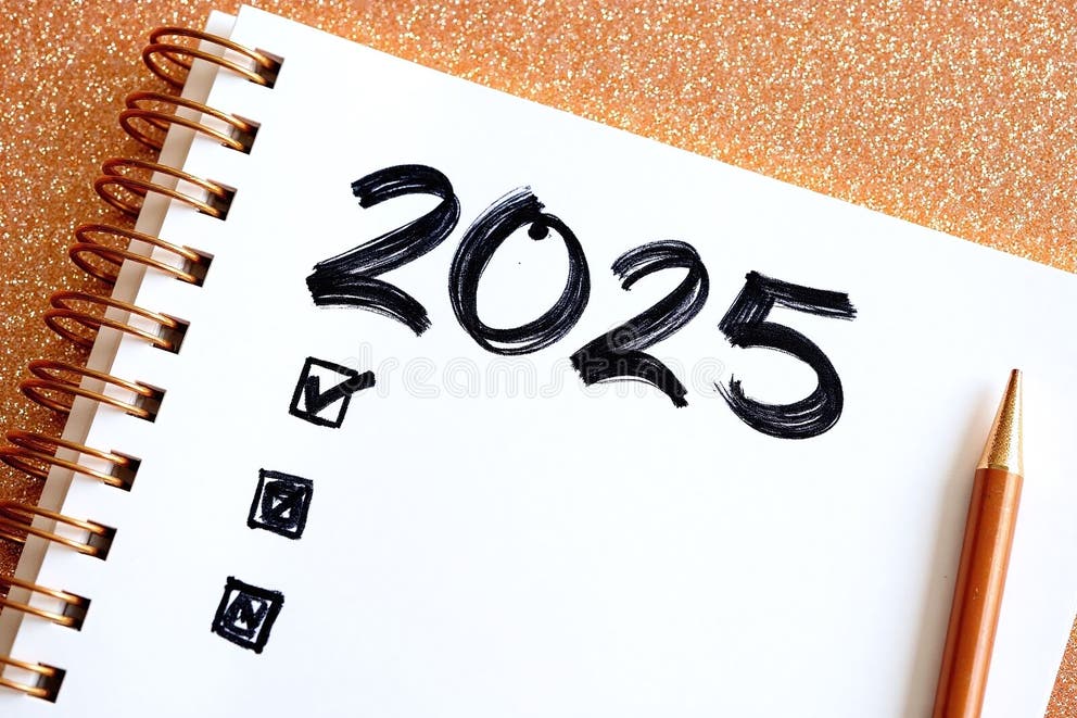 Spiral-bound Notebook on Glittery Surface 2025 with Checkboxes Artistic ...