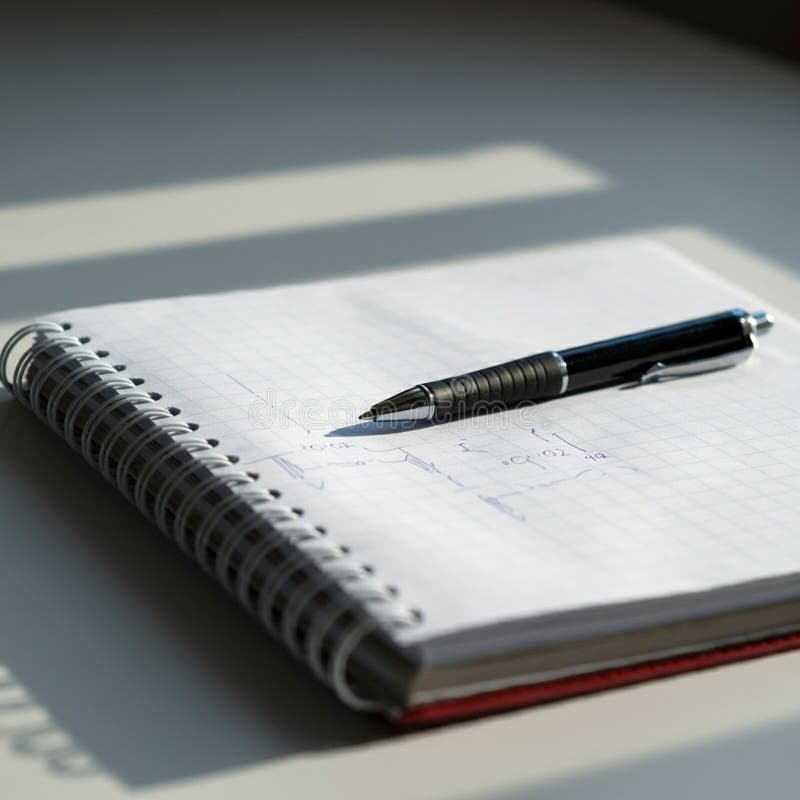 Spiral-bound Notebook with Graph Paper, Featuring Handwritten Notes. a ...