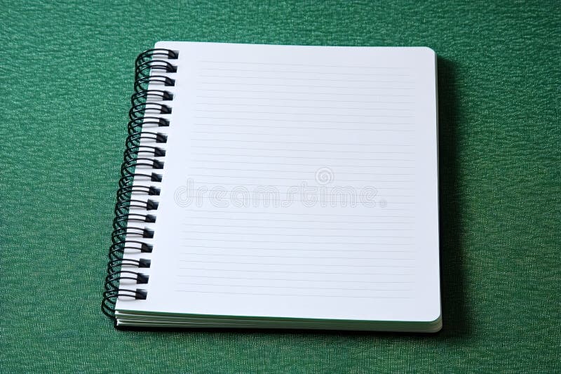 Spiral-bound Notebook on Green Textured Surface Stock Photo - Image of ...