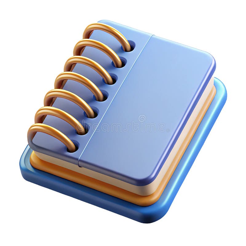 Spiral Bound Notebook with Lined Pages on White Background Stock ...