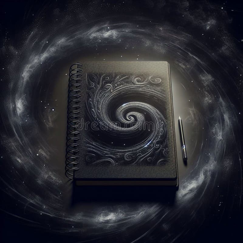 A Spiral Bound Notebook with a Swirling Galaxy Design on a Starry ...