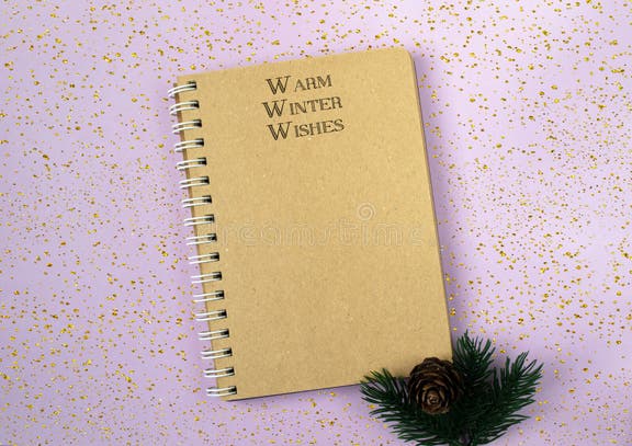 Spiral Bound Notebook with the Words Warm Winter Wishes Written on the ...