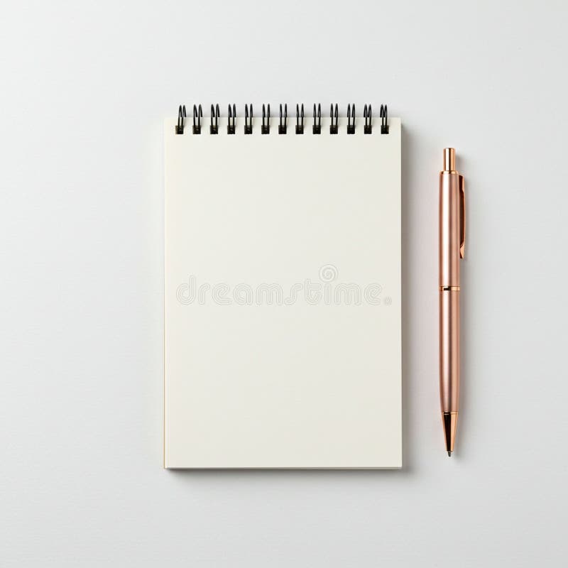 Spiral-bound Notepad with Blank White Pages, Positioned on a Plain ...