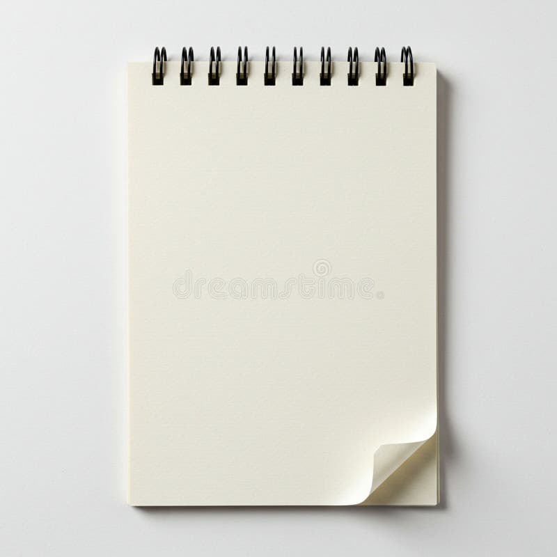 Spiral-bound Notepad on a Gray Surface, Featuring a Blank, Cream ...