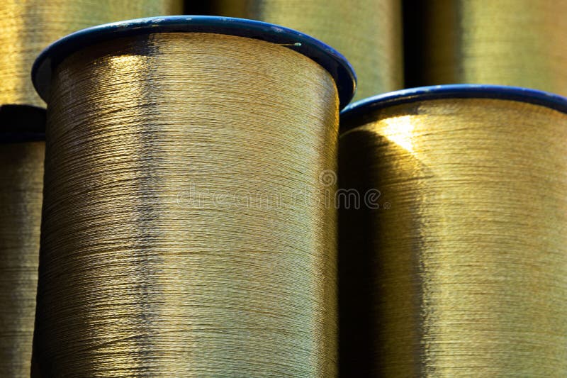 Spiral Brass Wire Wound on a Spool, Ready for Shipment. Copy Space ...