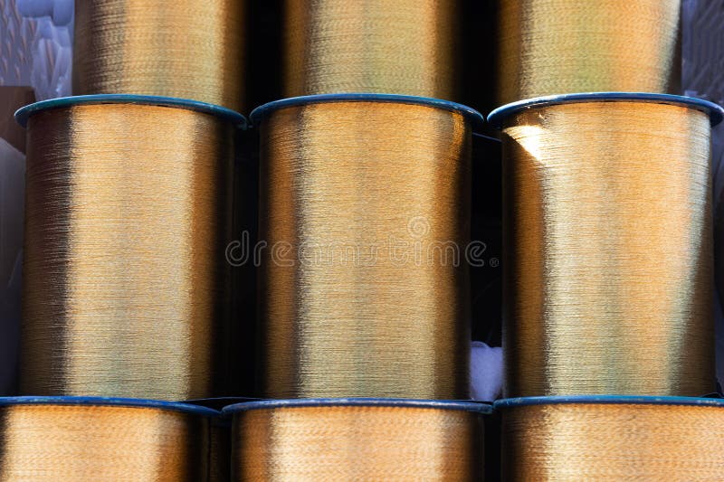 Spiral Brass Wire Wound on a Spool, Ready for Shipment. Copy Space ...