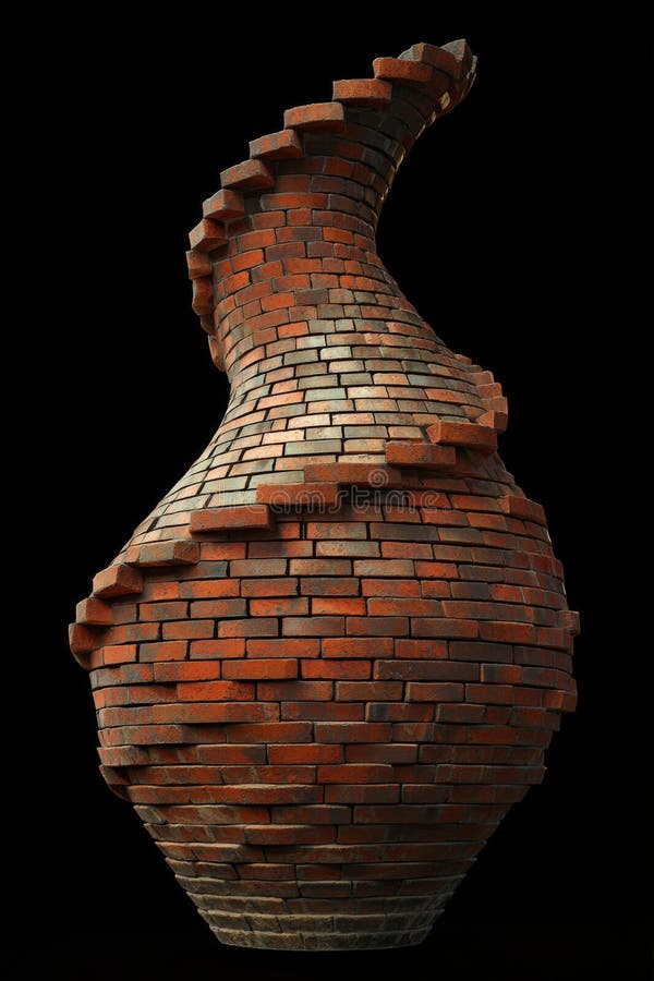Spiral Brick Sculpture on Black Background Exhibiting Unique ...